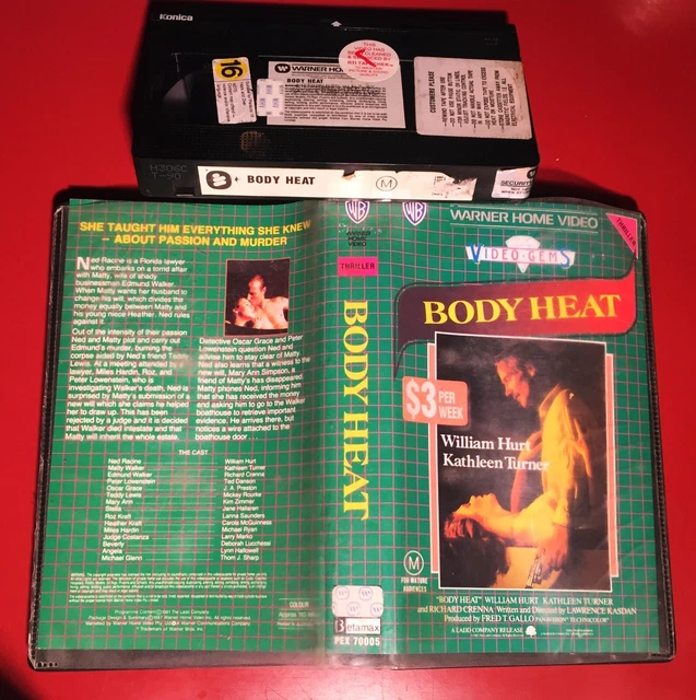 *BODY HEAT VHS WARNER Video Gems rare 1981 neo-noir crime Kathleen ...