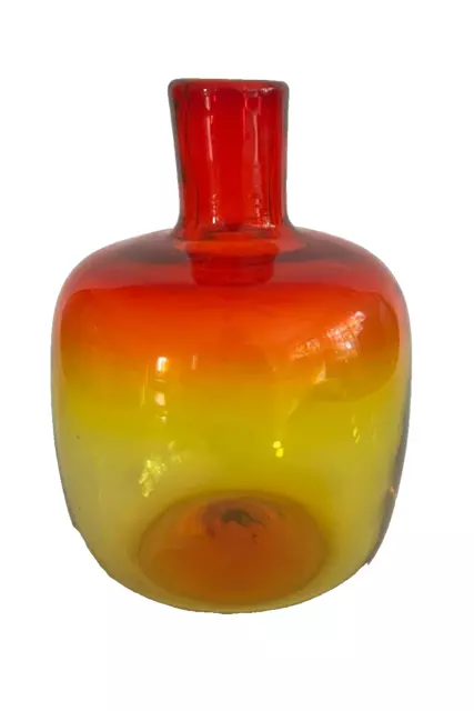 BLENKO AMBERINA ART Hand Blown Glass Yellow Red Orange Ombre Mid ...