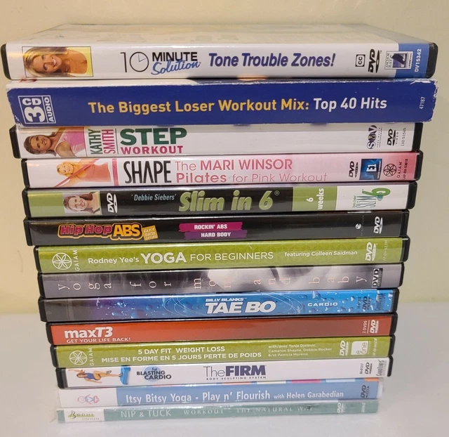 15 LOT! WORKOUT Exercise Fitness DVD Lot Yoga Pilates Tae Bo Cardio ...