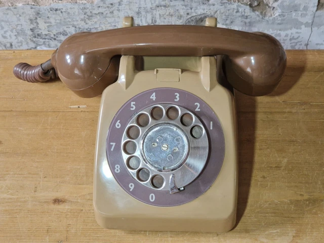 VINTAGE LANDLINE ROTARY Dial Telephone - Gpo Bt 1806 Brown/Mushroom ...
