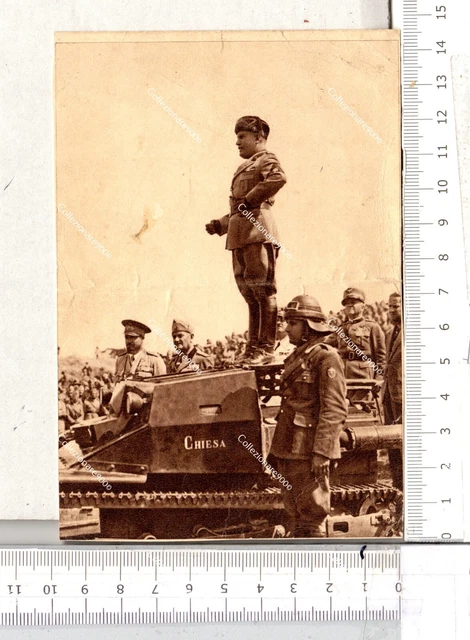 CS493) BENITO MUSSOLINI Duce Foto Carro Armato Carristi Cartolina EUR ...