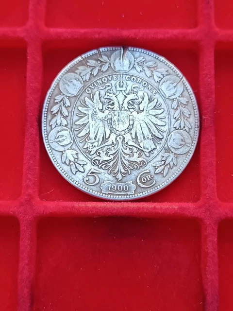 AUSTRIA ANTICA MONETA 1900 - 5 Corone in Argento 24 grammi. £39.21 ...