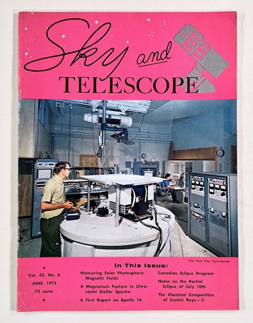 1972 JUN SKY & TELESCOPE Kitt Peak solar telescope APOLLO 16 partial ...