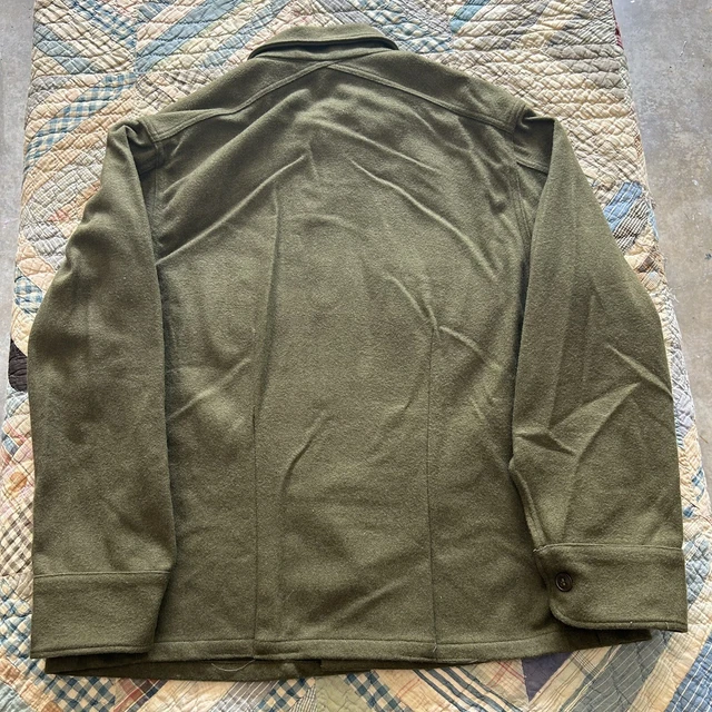 VINTAGE 50S WW2 US Army Gas Flap Wool Field Button Utility Shirt Size ...