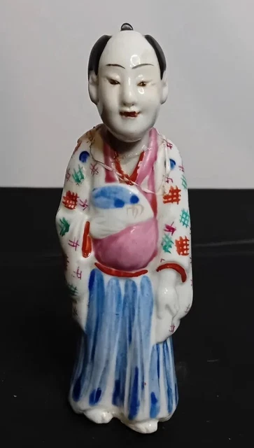 PORCELAINE POLYCHROME STATUETTE ANCIENNE JAPON EPOQUE ? H 14.5 Cm EUR ...