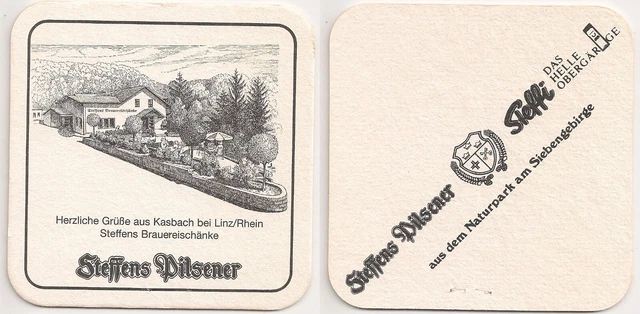 BRAUEREI STEFFENS, LINZ/RHEIN - Bierdeckel "Herzliche Grüße aus Kasbach ...