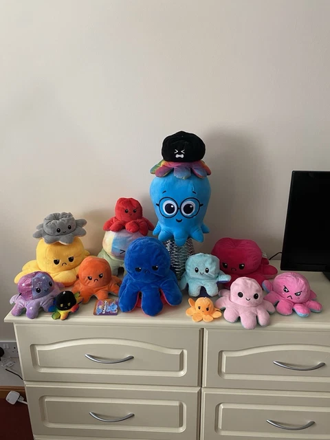 MOOD OCTOPUS PLUSH Toy --Reversible Happy Sad Face Soft Cute £4.36 ...