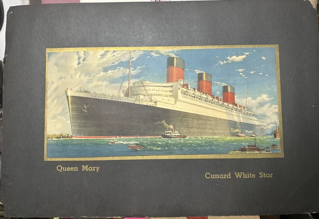 QUEEN MARY OCEAN Liner Cunard Line 1930s Lithograph, 24x16", unframed ...