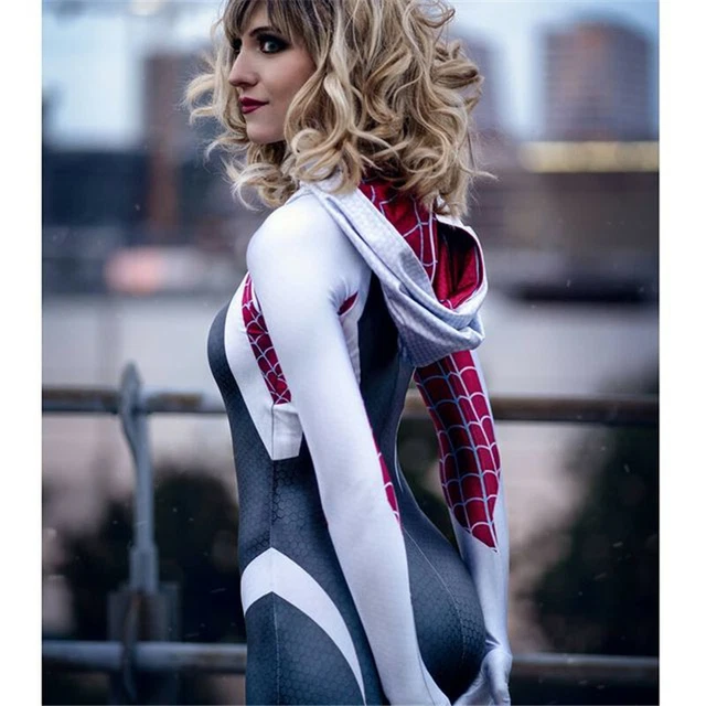 SPIDER GWEN STACY Costume Spider-Gwen Jumpsuit Cosplay Fancy Birthday ...