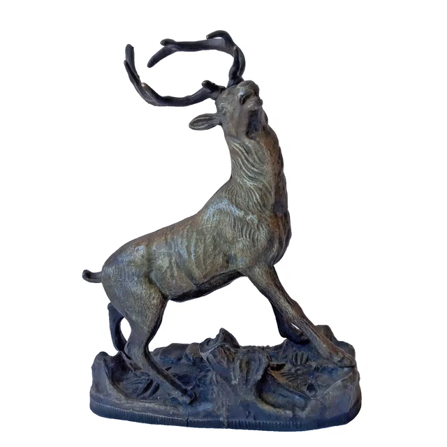 VTG CAST METAL Deer Buck Stag Figurine Statue Art Clock Topper? Dark ...