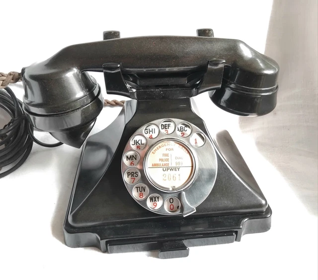 VINTAGE OLD ART deco black bakelite pyramid dial telephone phone £0.99 ...