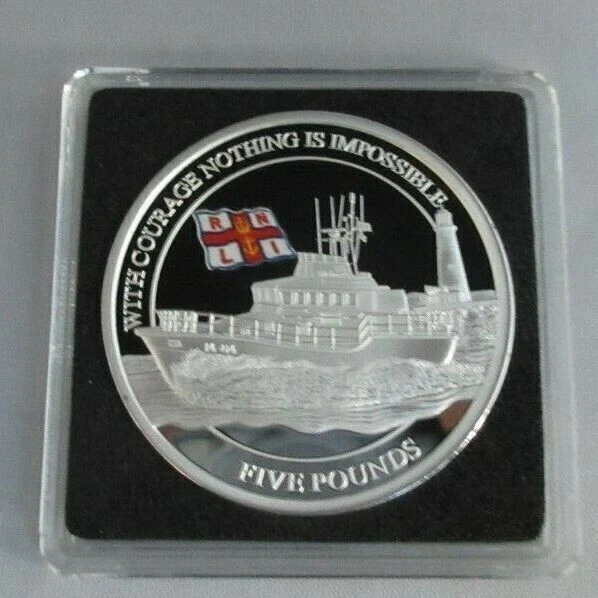 2021 PROOF £5 COIN ALDERNEY RNLI WITH COURAGE NOTHING IS IMPOSSIBLE BOX ...