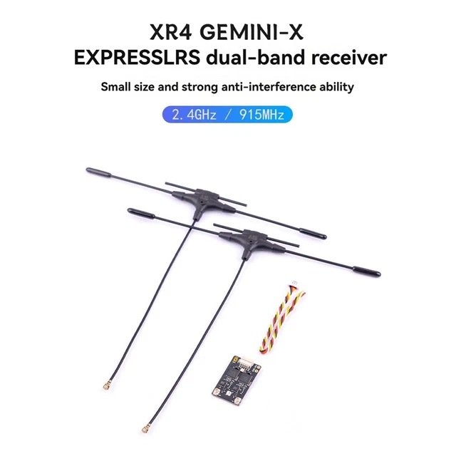 XR4 GEMINI-X DUAL Band ELRS Receiver 2.4GHZ/SUB-G 900MHZ RX with T ...