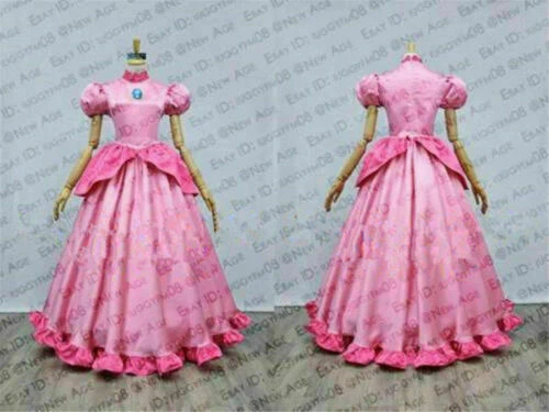 SUPER-MARIO PRINCESS PEACH Pink Dress Cosplay Costume £52.91 - PicClick UK