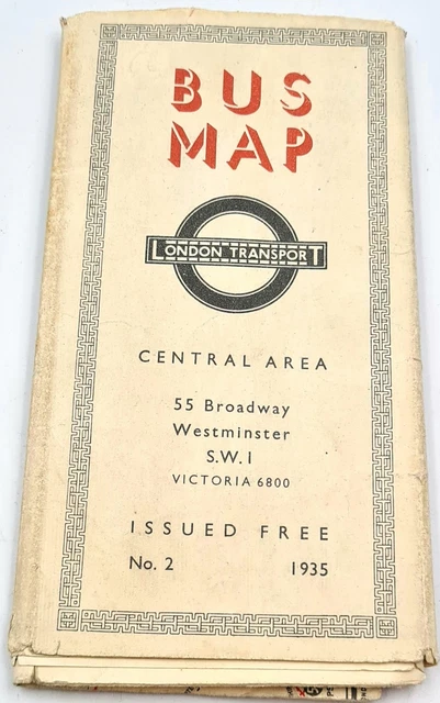 1935 LONDON TRANSPORT Bus Map Central Area Vintage - #1003 £6.95 ...