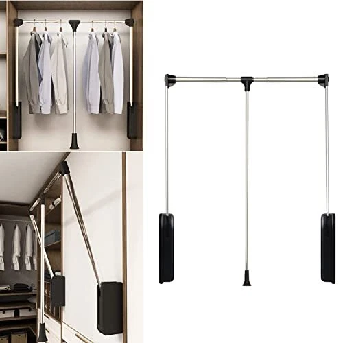 PULL DOWN WARDROBE Rail Retractable Wardrobe Lift Hanger Adjustable ...