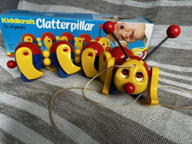 VINTAGE KIDDICRAFT PULL Along Caterpillar Clatterpillar 1980's With Box ...