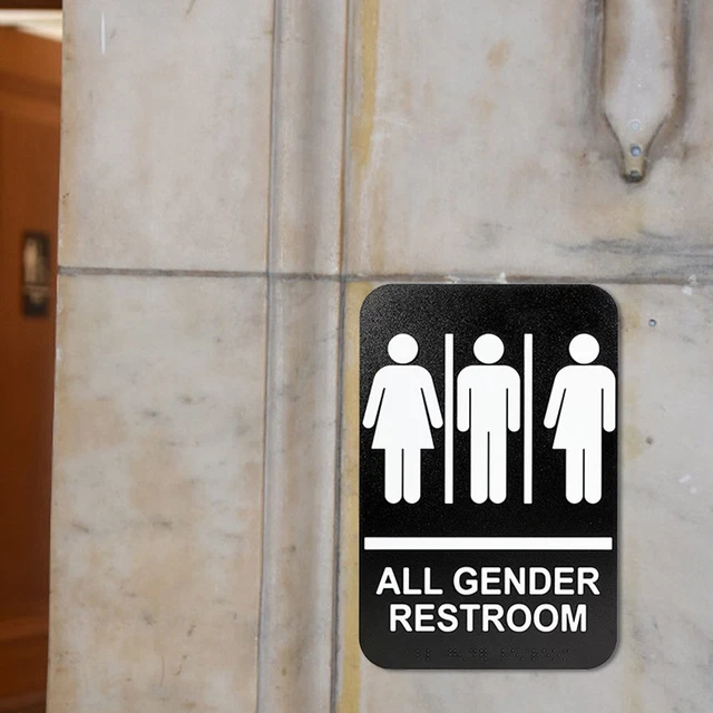 WASHROOM SIGN RESTROOM Braille Toilet Signs Gender Neutral Bathroom ...
