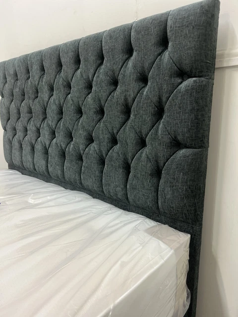 5FT (KINGSIZE) CHARCOAL Fabric Ottoman Storage Bed + Headboard ...