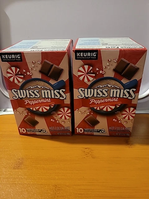 2 X SWISS Miss Peppermint Hot Cocoa Mix Keurig 10 K-cups 5.2oz BB Sep ...