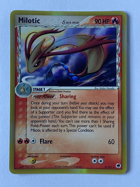 MILOTIC DELTA SPECIES 5/101 Dragon Frontiers Pokemon Card Holo Rare NM ...