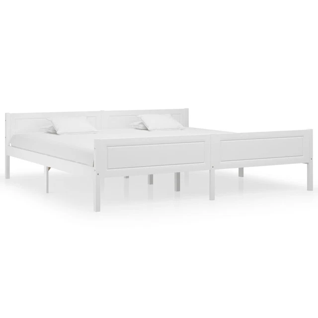 BED FRAME WHITE Solid Pinewood and Plywood 90x200cm Single 206x96x63 ...