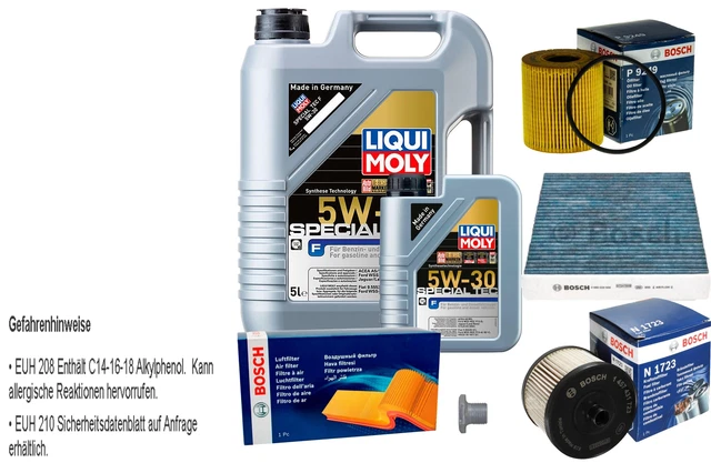 BOSCH INSPECTION SET 6 L Liqui Moly Spécial Tec F 5W-30 pour Ford Se Concentrer EUR 138,53 ...
