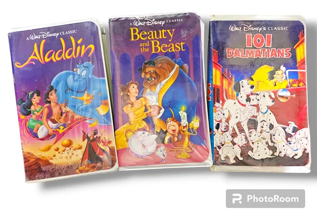 DISNEY VHS MOVIES Aladdin 101 Dalmatians Beauty Beast Black Diamond Lot ...