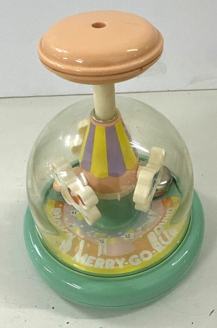 VINTAGE TOMY PUSH N Merry Go Round Carousel Spin Toy Butterflies Pony ...