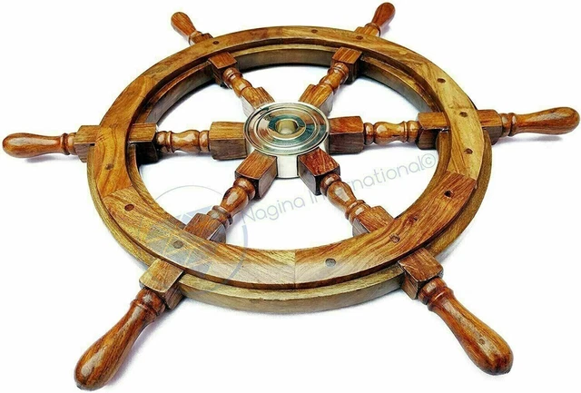 ROUE DE BATEAU en bois vintage de 24 pouces avec finition en laiton,... EUR 254,05 - PicClick FR
