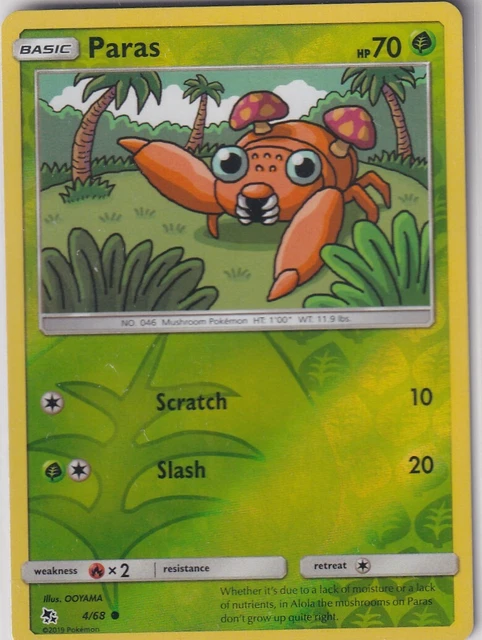 POKEMON CARTE HIDDEN Fates Numéro 4/68 Paras Reverse Holo Anglais EUR 1 ...