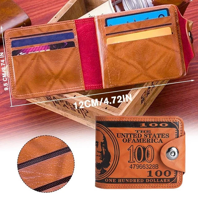 MEN'S US 100 Dollar Bill Leather Bifold Card Photo Wallet Handbag ...