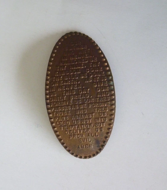 VINTAGE ROLLED COPPER Penny Coin - Lord's Prayer - Christianity ...