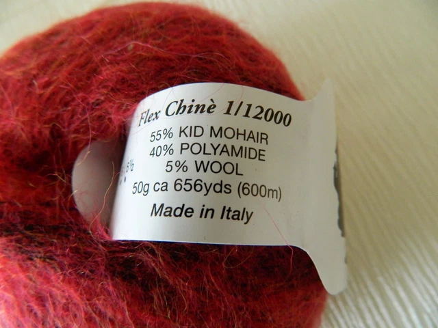 YARN BELLISIMO BALL Yarn FLEX CHINE Kid Mohair Polyamide Wool Red Made ...