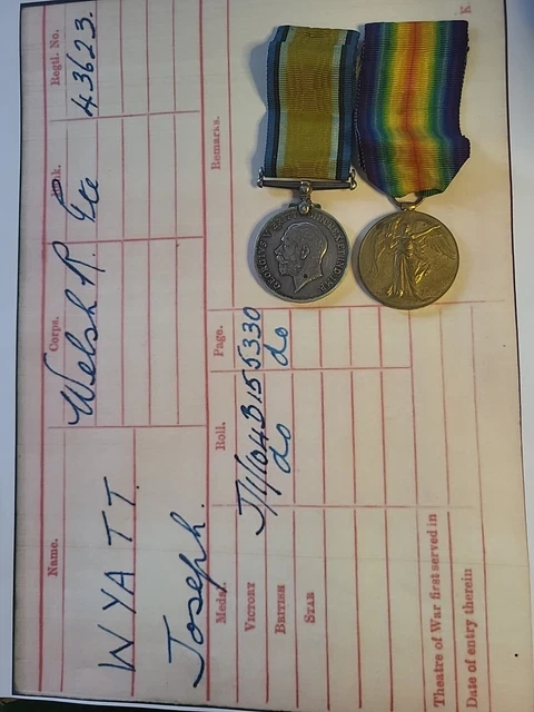 WW1 PAIR TO Pte J Wyatt Welsh Reg £43.00 - PicClick UK