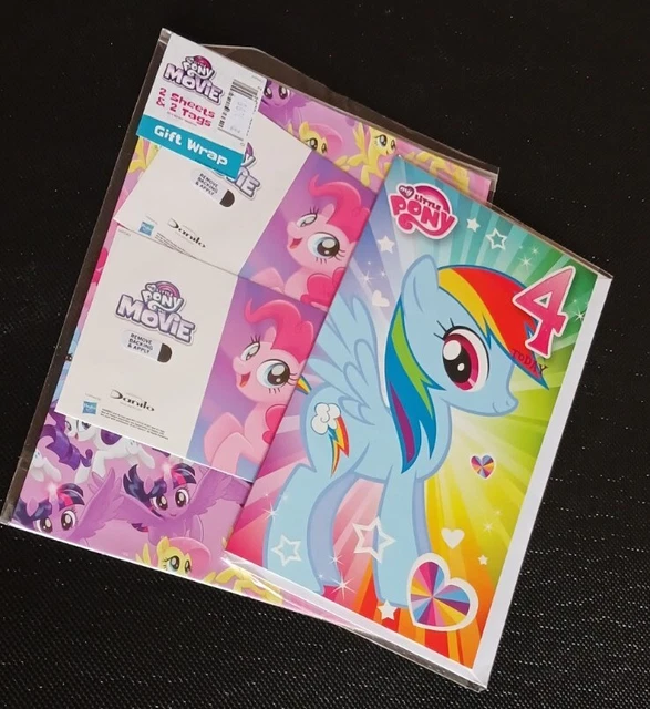MY LITTLE PONY Licensed Wrap 2 Sheets 2 Tags + Card Age 4yrs New In ...
