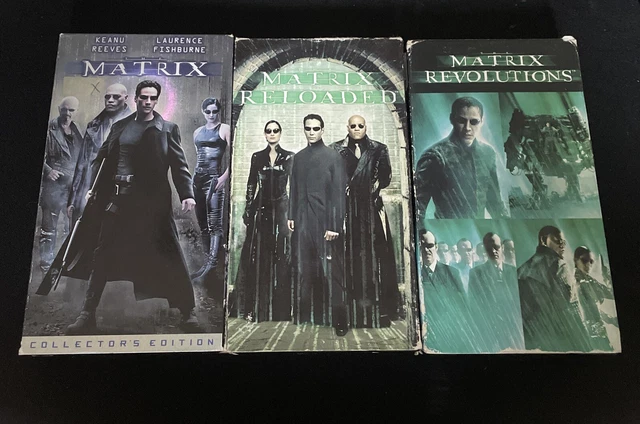 TRILOGY- THE MATRIX, Matrix Reloaded, Matrix Revolutions 3 x VHS Tapes ...
