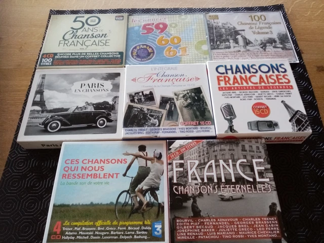 BRASSENS BREL AZNAVOUR et tout les autres dans ce lot de huit coffrets ...