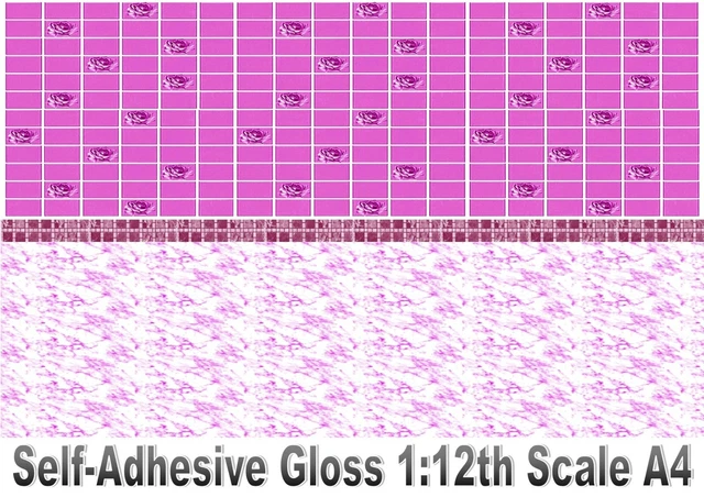DOLLS HOUSE WALLPAPER Self-Adhesive Mauve Rose Split Design Tiles ...