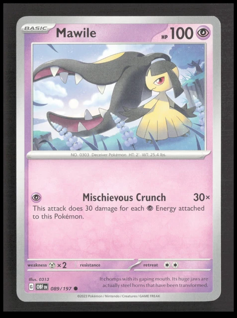 MAWILE 089/197 COMMON SV03: Obsidian Flames Pokemon tcg Card CB-1-3-C ...