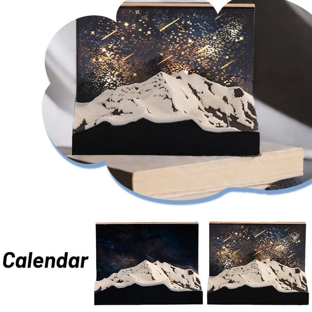 3D CALENDAR 2025, Timepiece Calendar 2025, Snow Mountain Notepad Paper ...