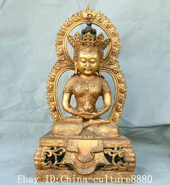 16 &VIEUX TIBÉTAIN bronze doré sans mesure déesse de la vie Bouddha EUR 546,00 - PicClick FR
