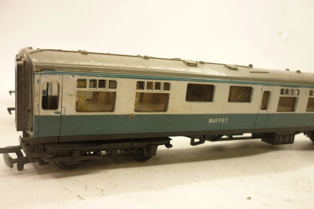 3 X TRIX TTR 00 gauge BR Mk1 COACHES inc BUFFETT - BLUE GREY - 1901 ...