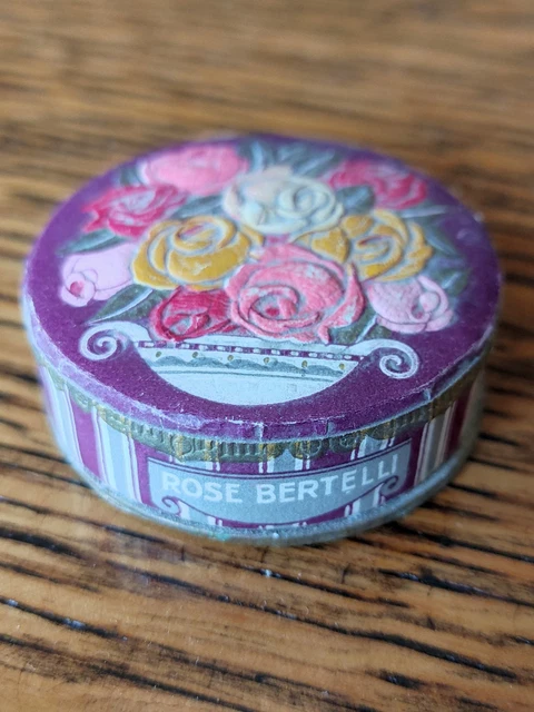 SCATOLA CIPRIA VINTAGE Bertelli Milano Liberty Profumo Rose Cosmetico ...