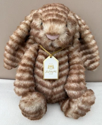 JELLYCAT LUXE BUNNY Juniper 31cm Striped Fur PLUSH Tags & dust Bag new ...