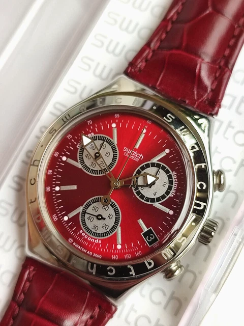 SWATCH LUXURY COLLECTION Irony Chrono YCS421P Wheeling Bordeaux Neuf ...