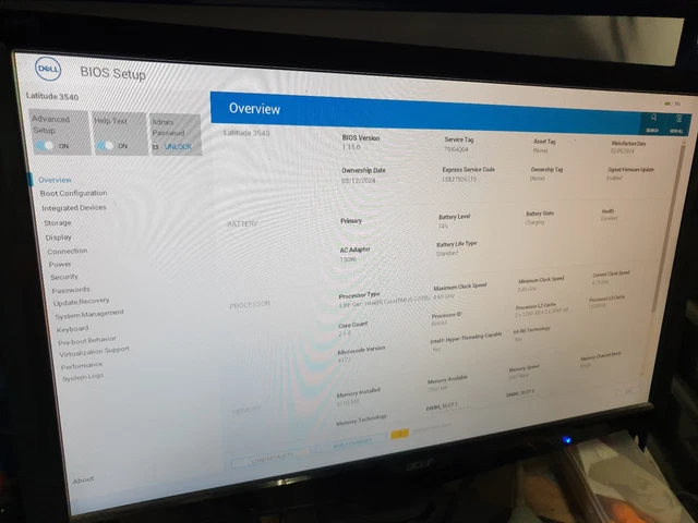 DELL LATITUDE 3540 15.6" Core i5-1335U 4.6GHZ BIOS LOCKED 8FC8 ,SL27 £ ...