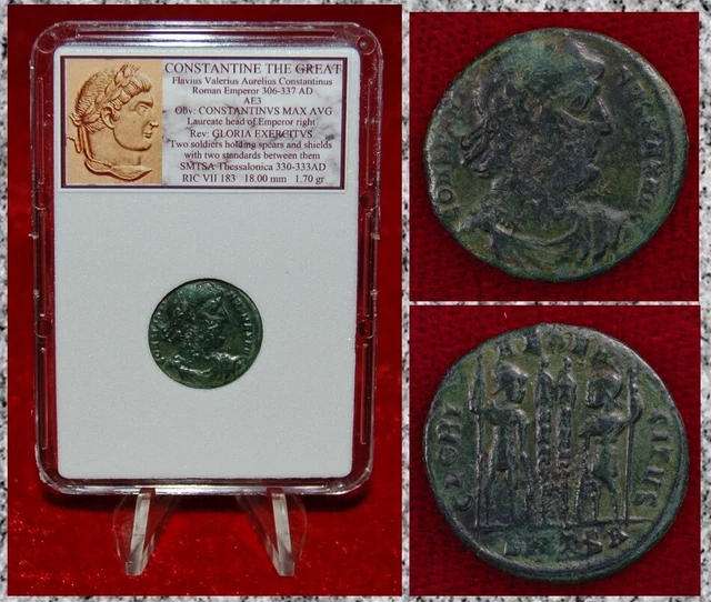 ANCIENT ROMAN EMPIRE Coin CONSTANTIUS II Two Roman Soldiers "Glory of ...