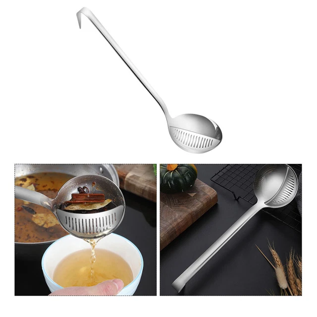 STRAINER SCOOP SPOON Dual Purpose Soup Colander Grease Hot Pot £9.68 ...