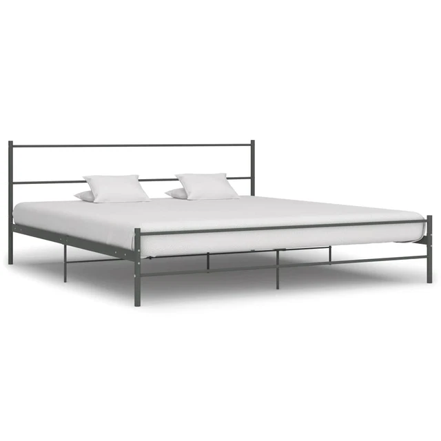 SINGLE BED FRAME Grey Metal 200x100 cm 209x107x84cm Powder Coated ...